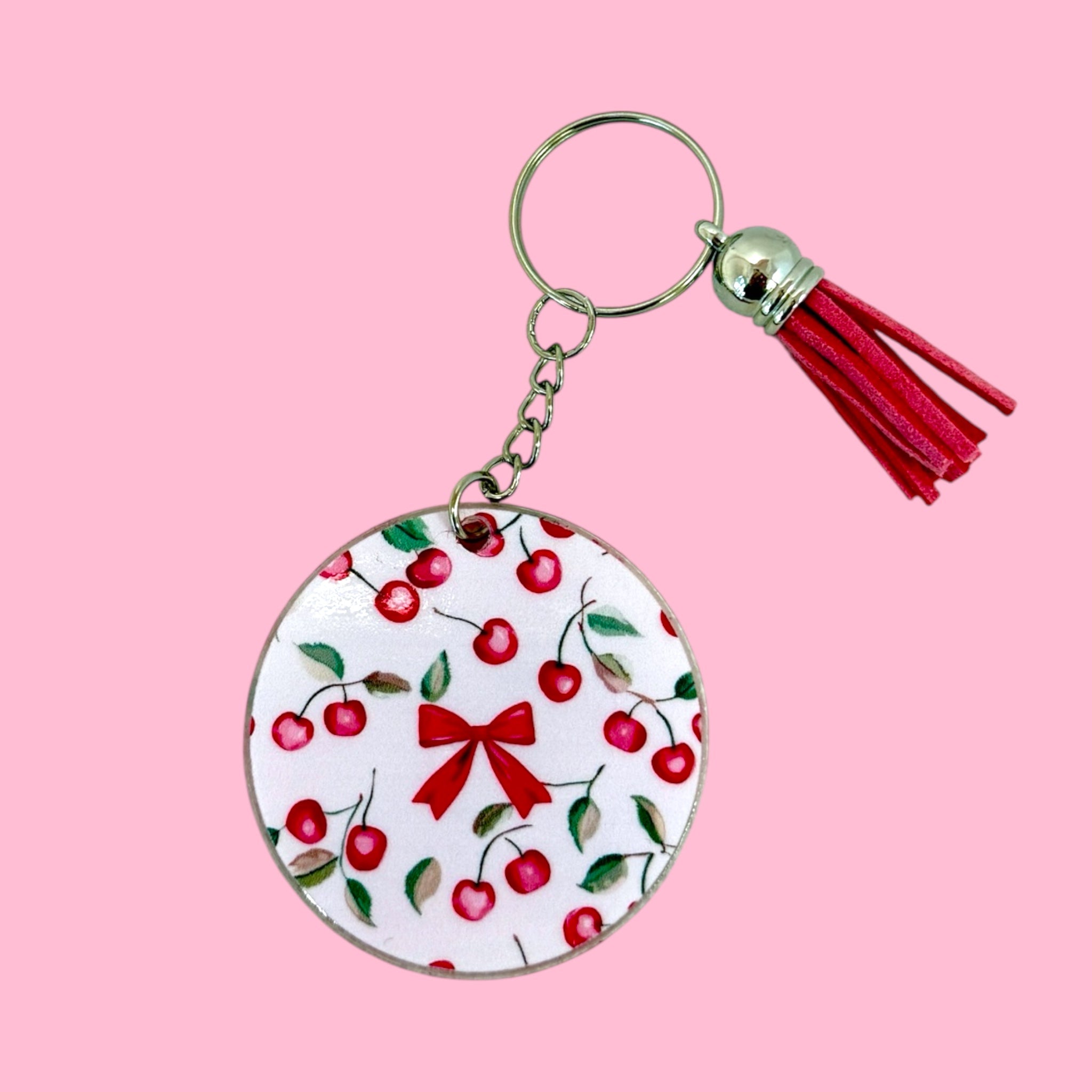 🍒 Cherry Bow Acrylic Keyring 🍒